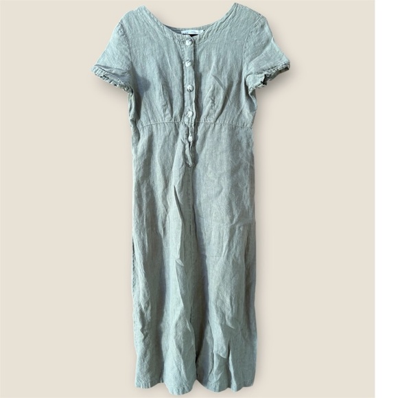 cut loose | Dresses | Cut Loose Green Linen Midi Dress Buttondown Dress ...
